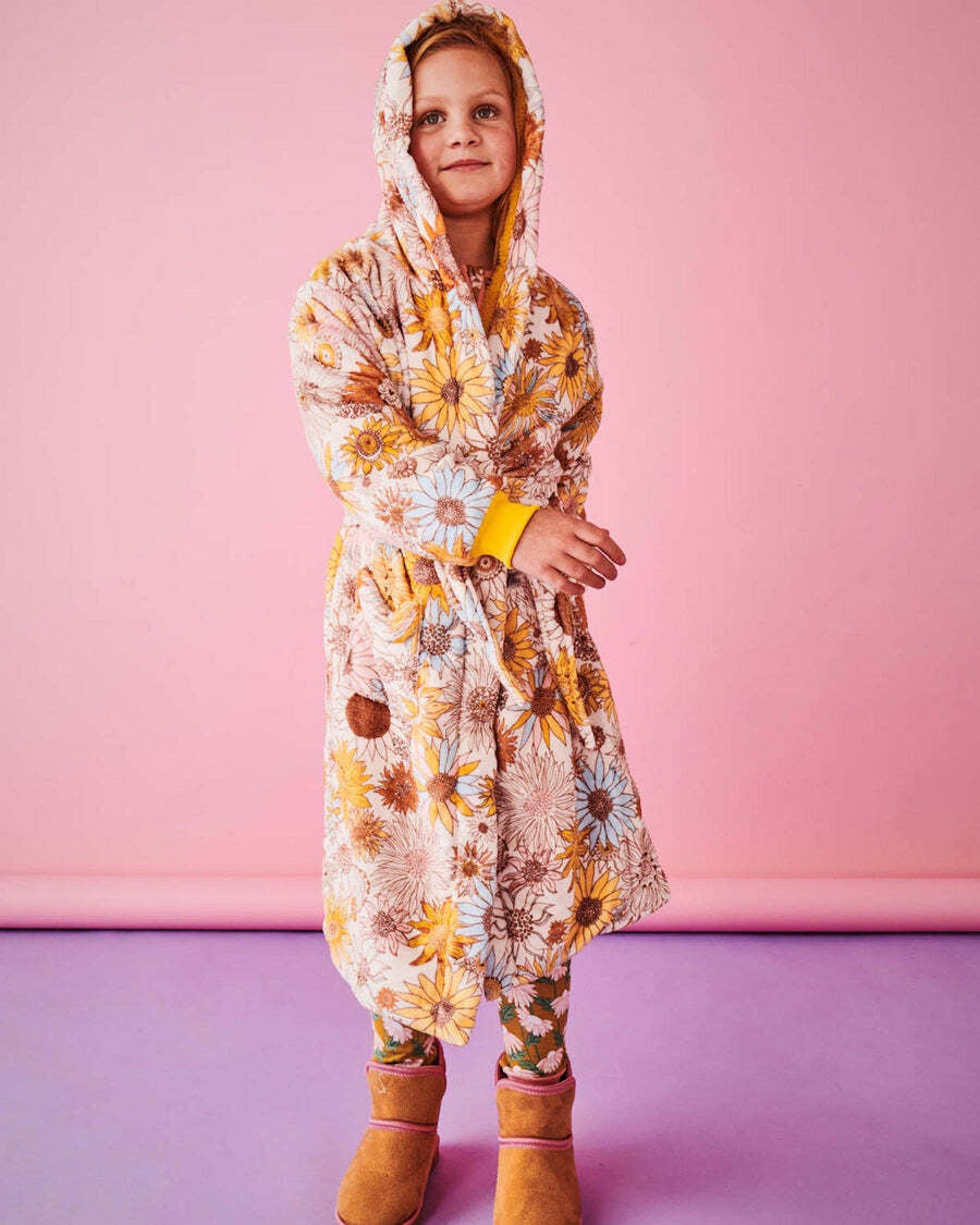 SUNFLOWER HAPPY KUDDLE KIDS ROBE-Kip&Co | Bright Spa